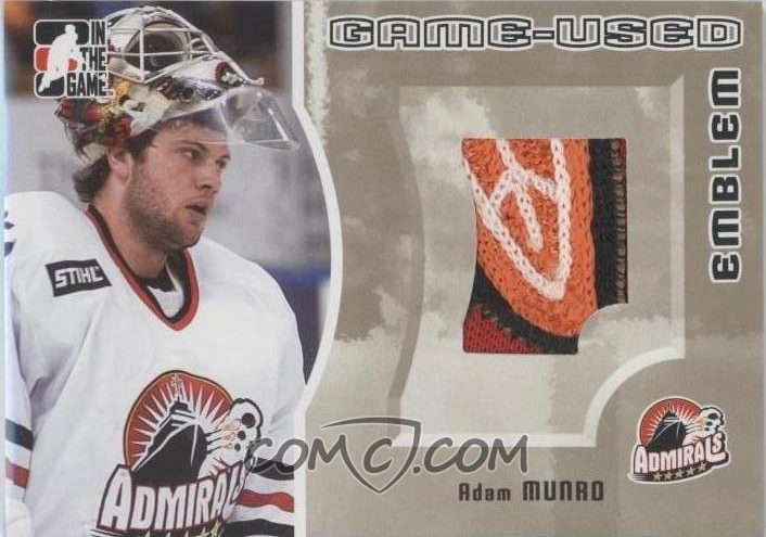 Game-Used Emblem Gold Adam Munro - Checklistcenter.com