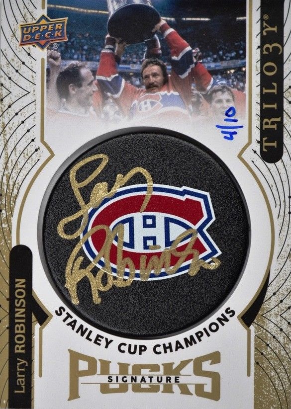 Stanley Cup Champions Signature Puck Logo Larry Robinson ...