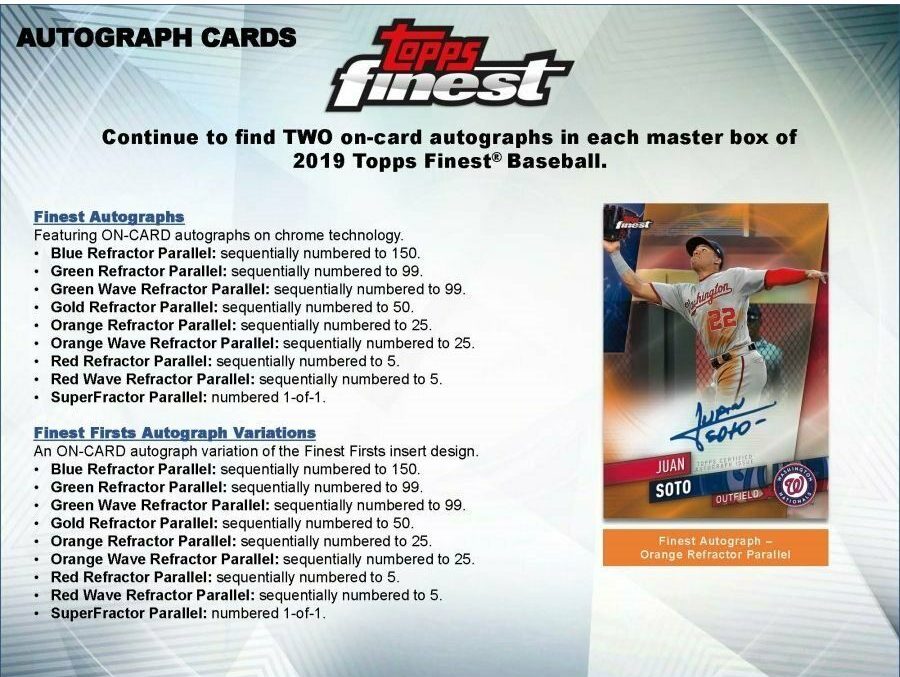 2019 Topps Finest - Baseball Card Checklist - Checklistcenter.com