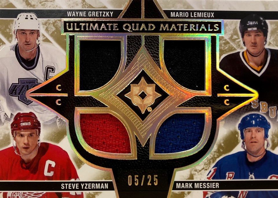 Ultimate Quad Materials Wayne Gretzky, Mario Lemieux, Steve Yzerman ...