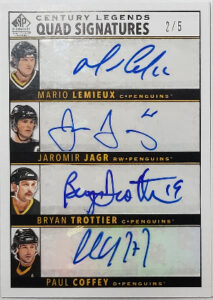 Century Legends Quad Signatures Mario Lemieux, Jaromir Jagr; Bryan ...