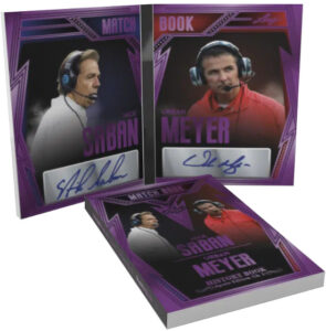 Match Book Purple Nick Saban, Urban Meyer MOCK UP - Checklistcenter.com